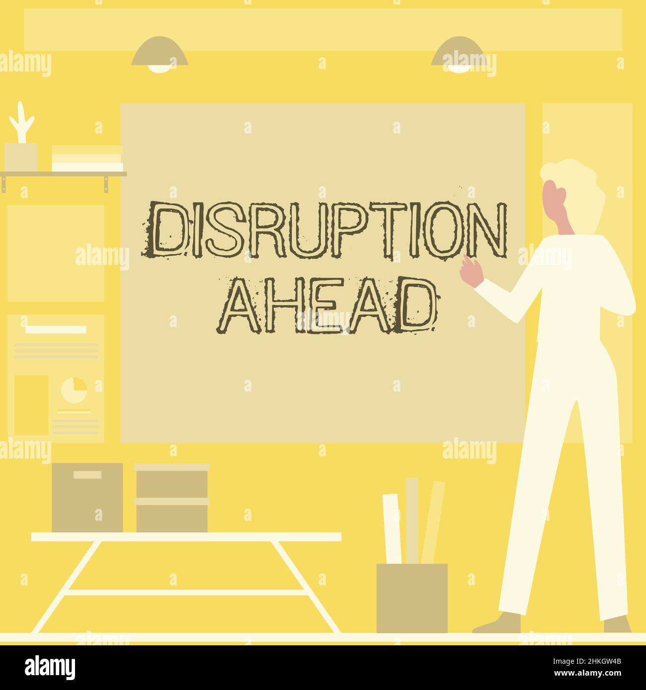 Sign displaying Disruption Ahead. Business concept Transformation that ...