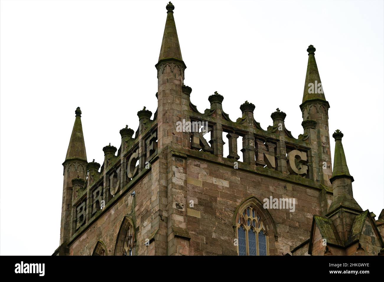 An exterior view of the architectural detail of the medieval abbey and ...