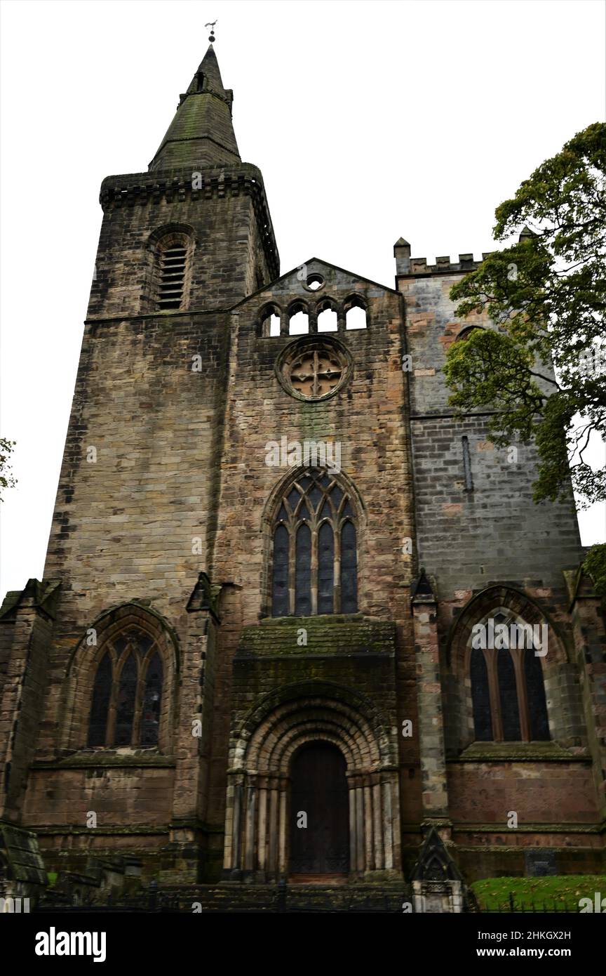 An exterior view of the architectural detail of the medieval abbey and ...