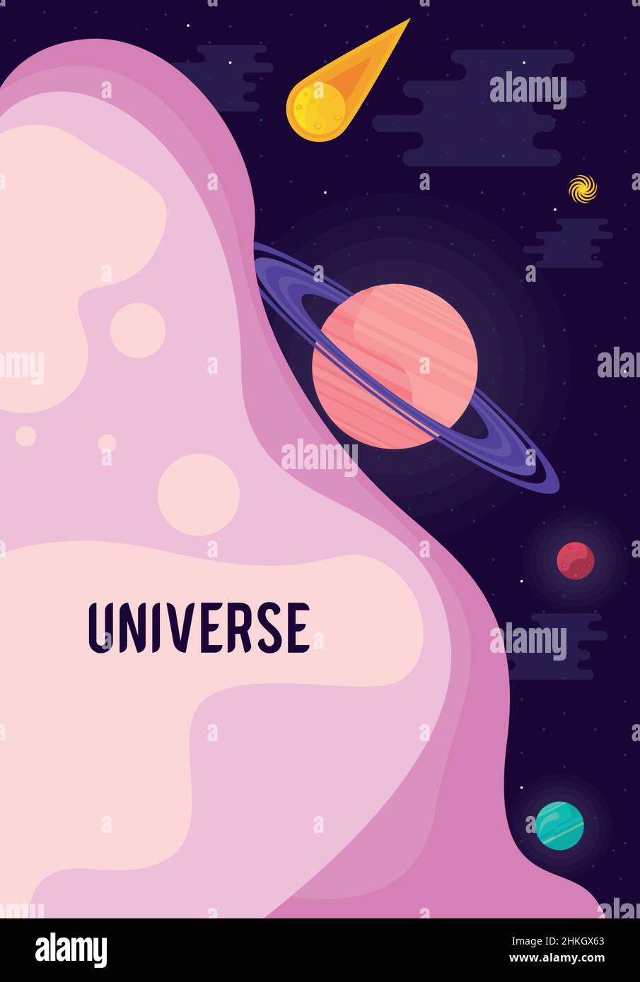 universe lettering with saturn Stock Vector Image & Art - Alamy