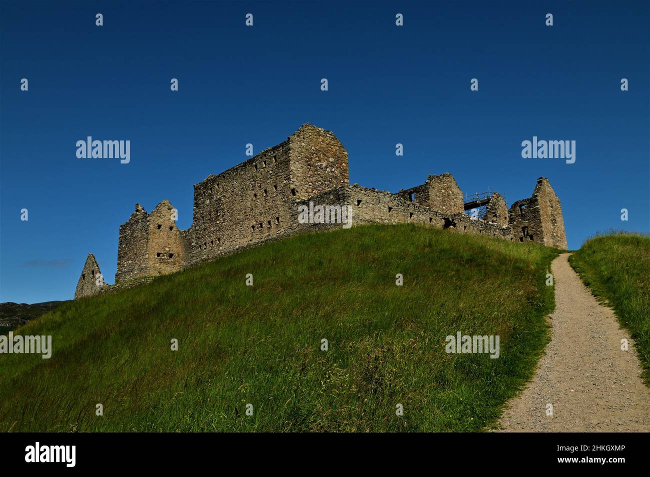 An exterior view of the medieval ruins of Ruthven barracks buildings ...