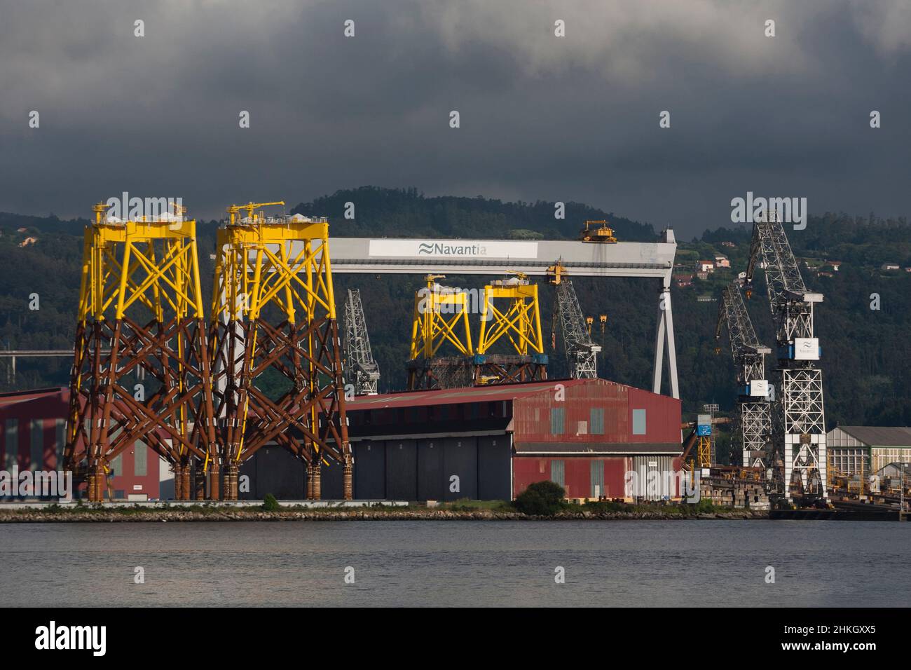 View of the Navantia naval shipyard in Ferrol Stock Photo - Alamy