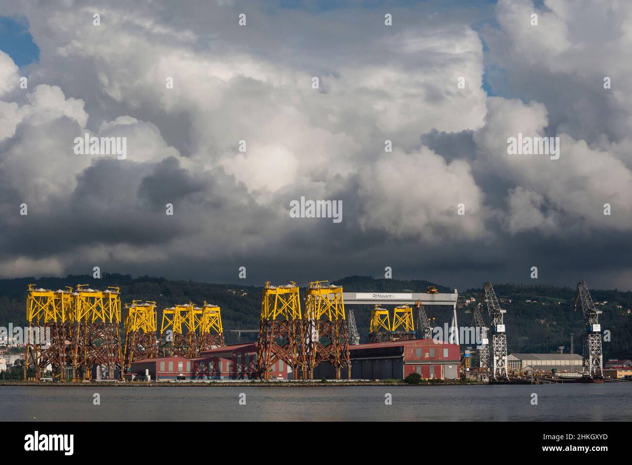 View of the Navantia naval shipyard in Ferrol Stock Photo - Alamy