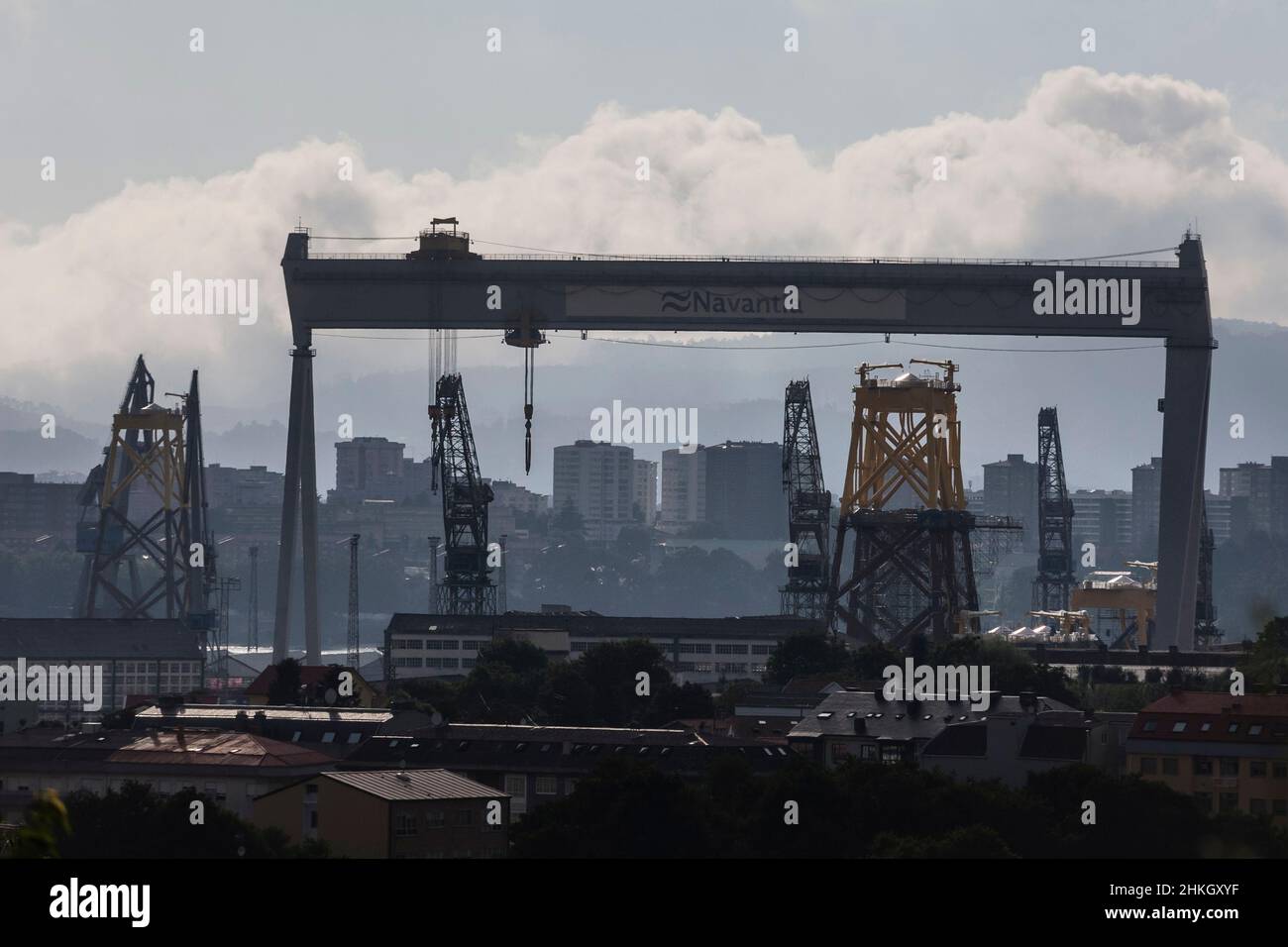 View of the Navantia naval shipyard in Ferrol Stock Photo - Alamy