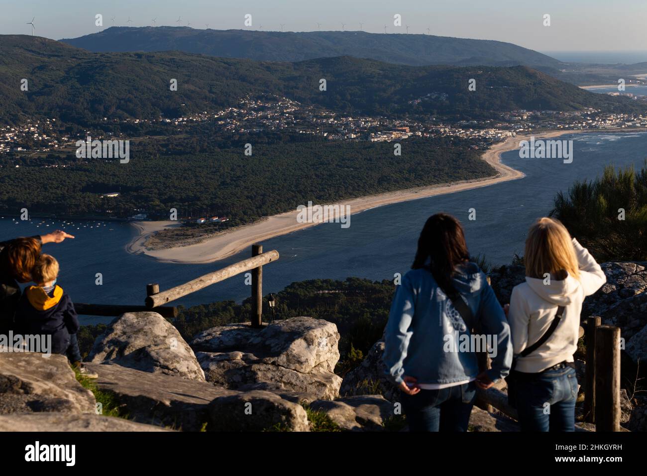 View of the mouth of the Miño river from Mount Santa Tecla with ...