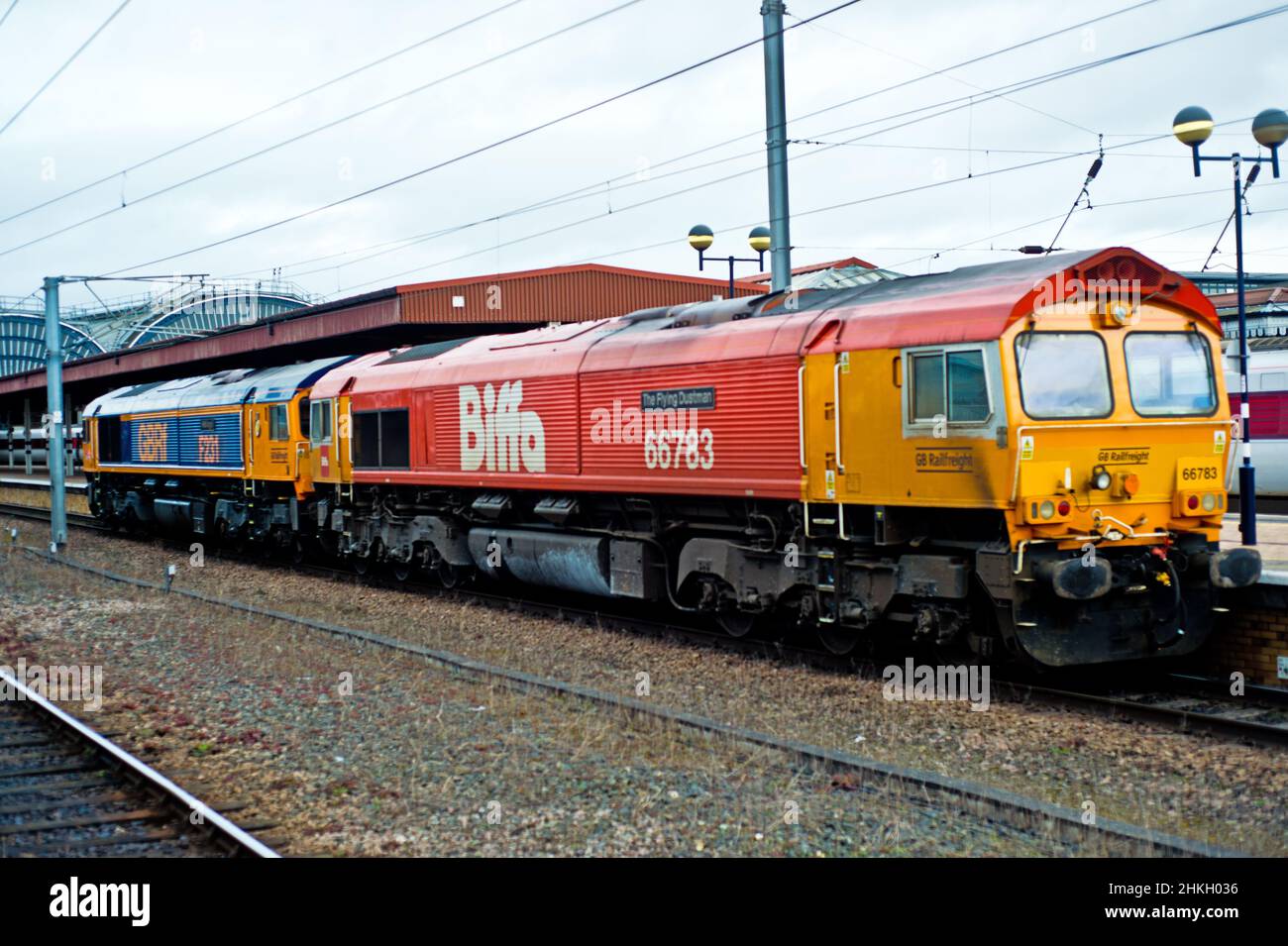 Class 66783 Biffa Rail locomotive named The Flying Dustman passing ...