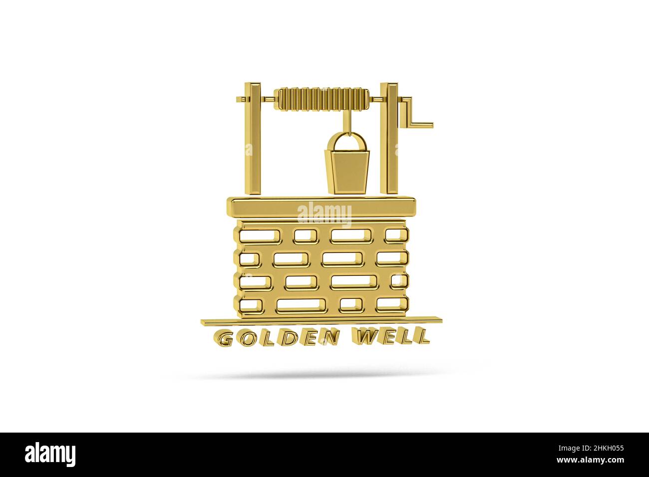 Golden 3d water well icon isolated on white background - 3d render ...