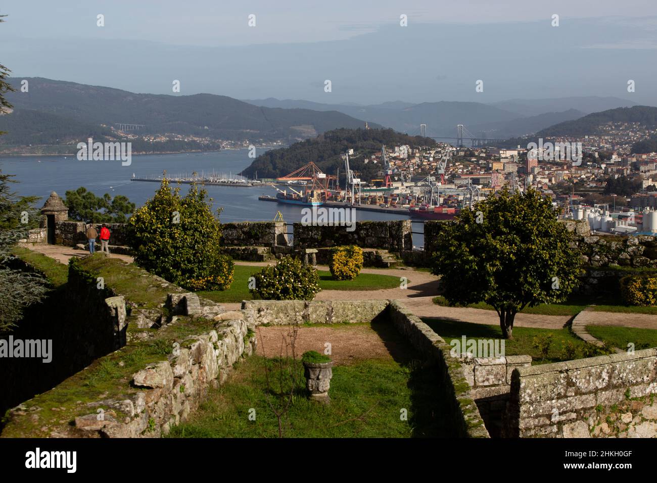 View of the port and the city of Vigo from the viewpoint of the Monte ...