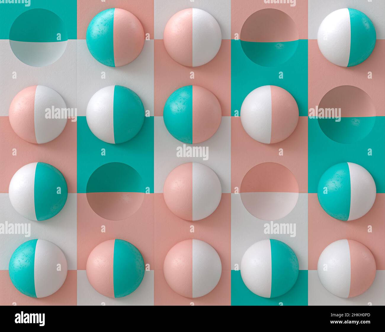 hemispheres of different colors in ceramic. 3d render illustration ...