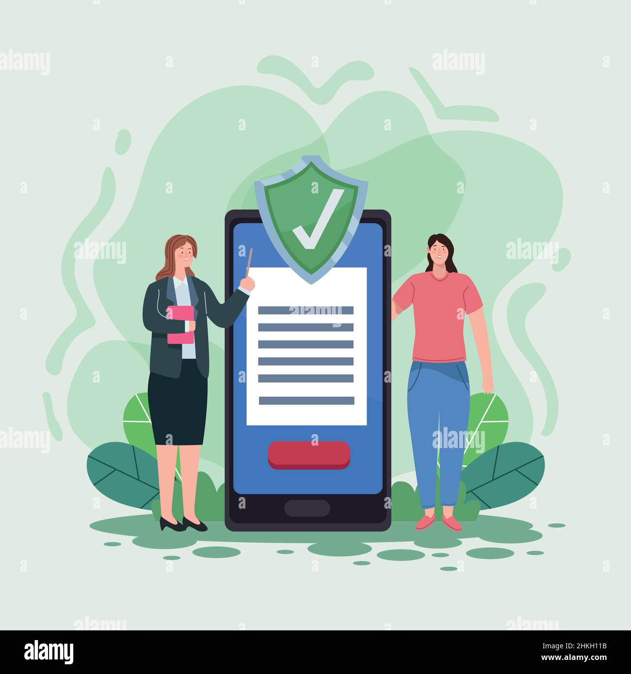 insurance shield and smartphone Stock Vector Image & Art - Alamy