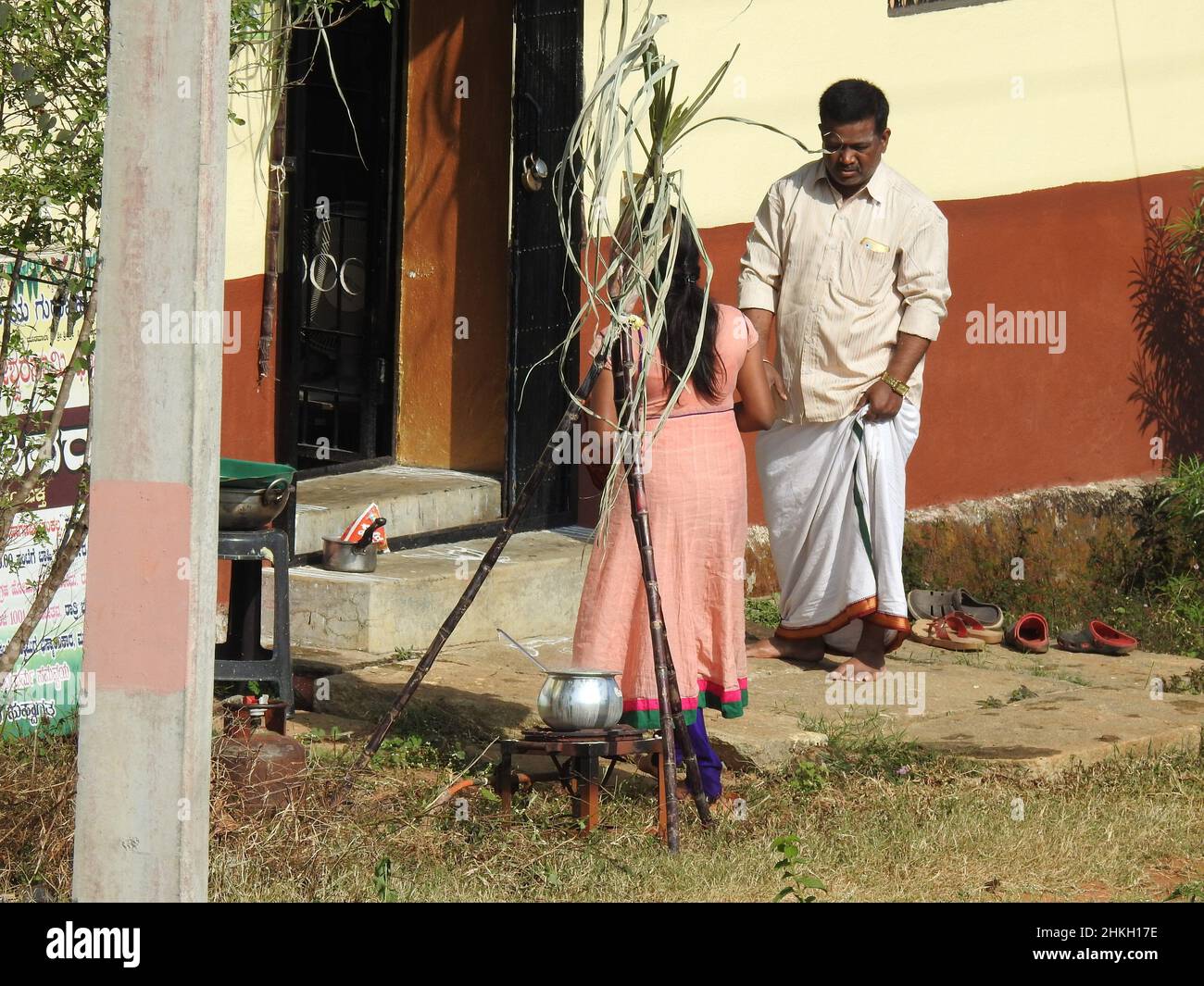 Closeup of Indian cute family celebrating Makara Sankranti Festival and ...