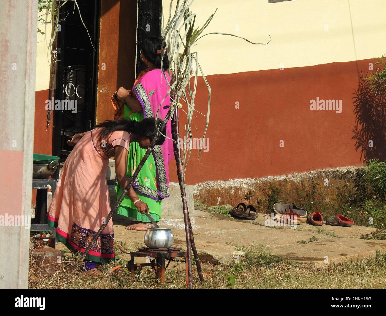 Closeup of Indian cute family celebrating Makara Sankranti Festival and ...