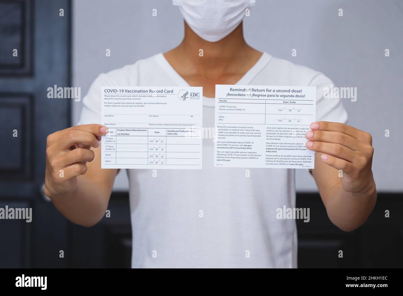 The man show COVID-19 Vaccination record card by CDC Stock Photo - Alamy