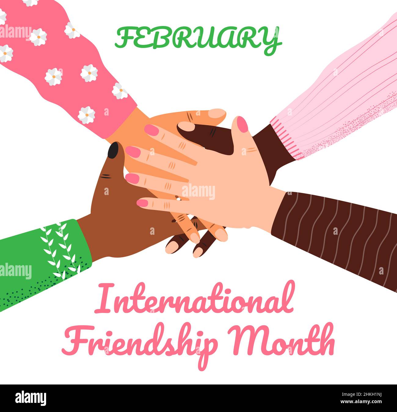 International friendship month in February concept vector. People of ...