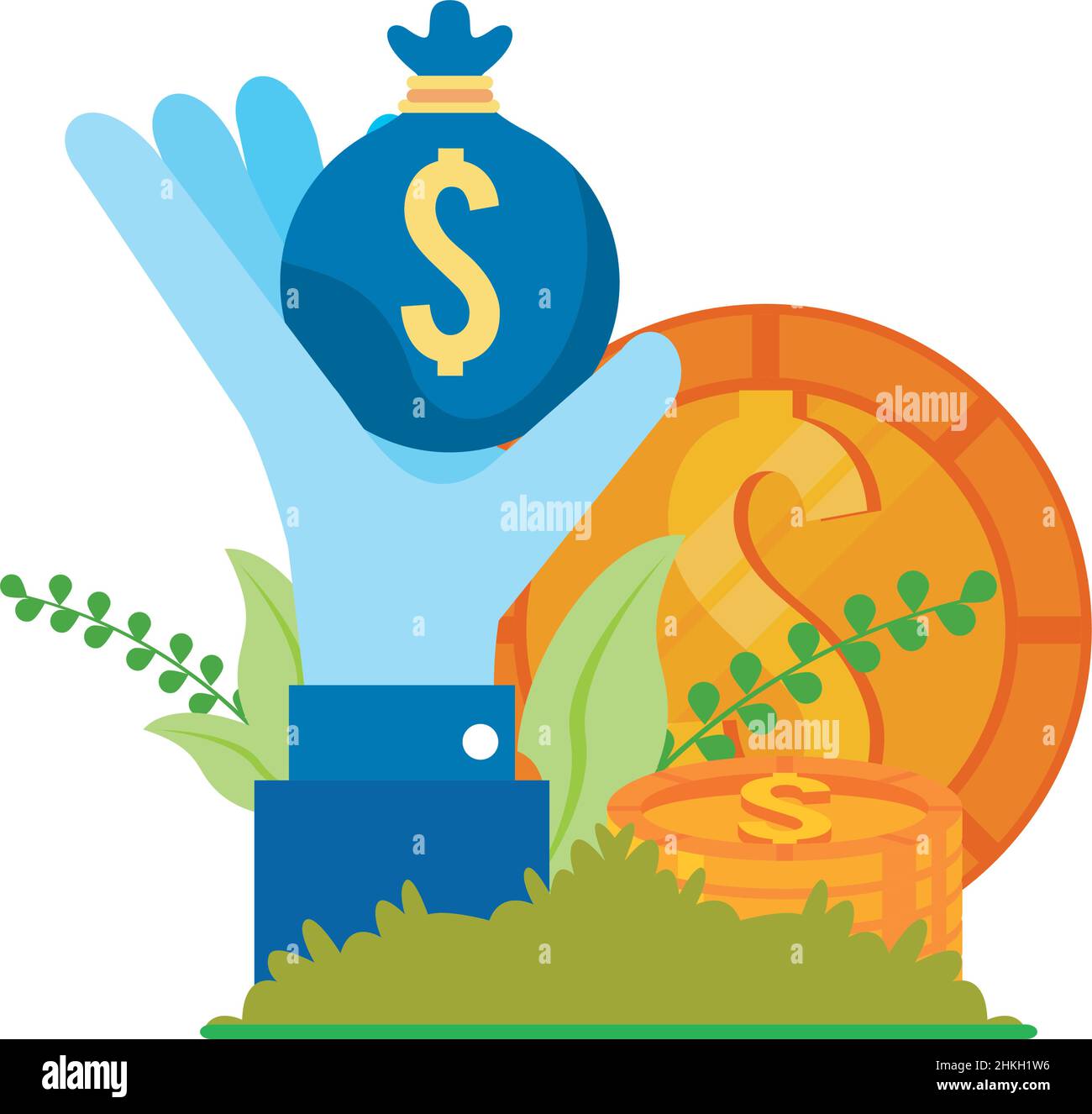 hand lifting money bag Stock Vector Image & Art - Alamy