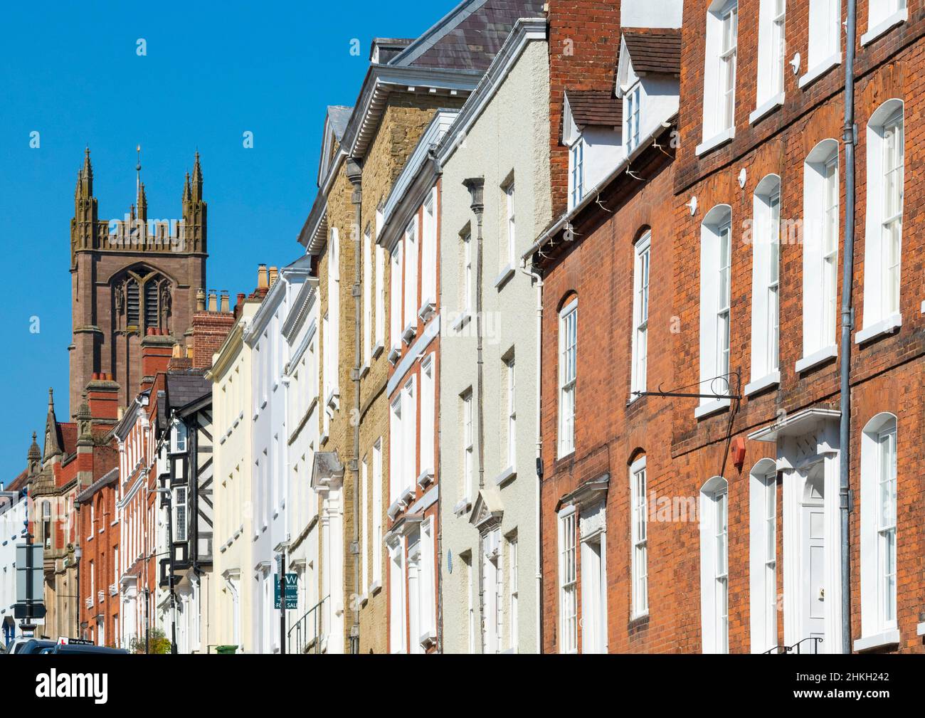 Broad Street and St Laurence's Church, Ludlow, Shropshire Stock Photo ...