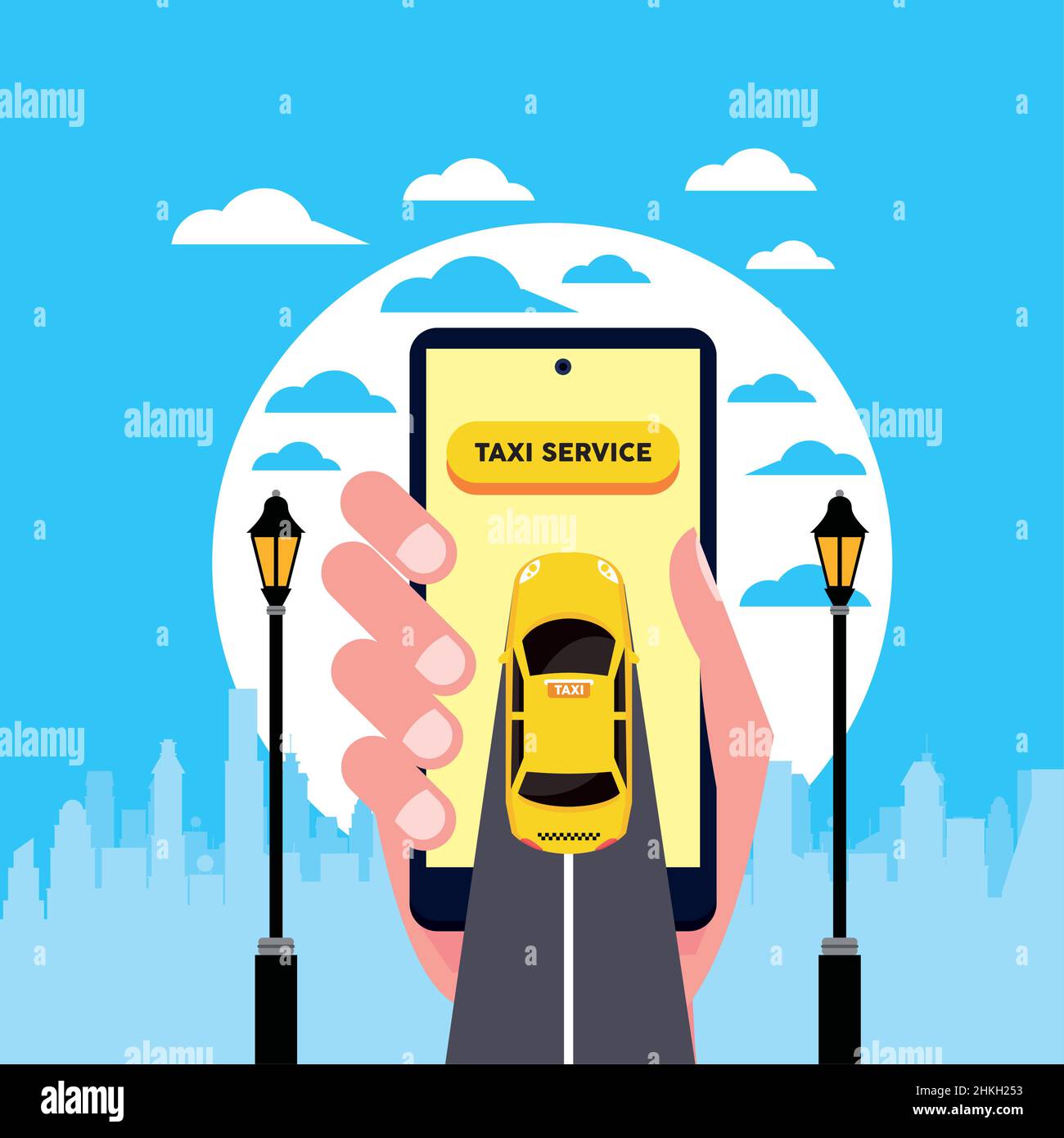 hand using taxi service online Stock Vector Image & Art - Alamy