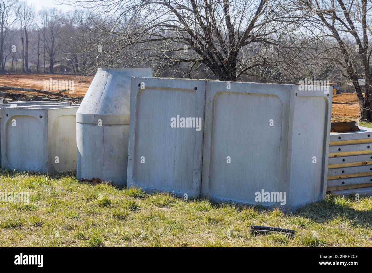 Preparation for industrial building with construction stacked sewage ...