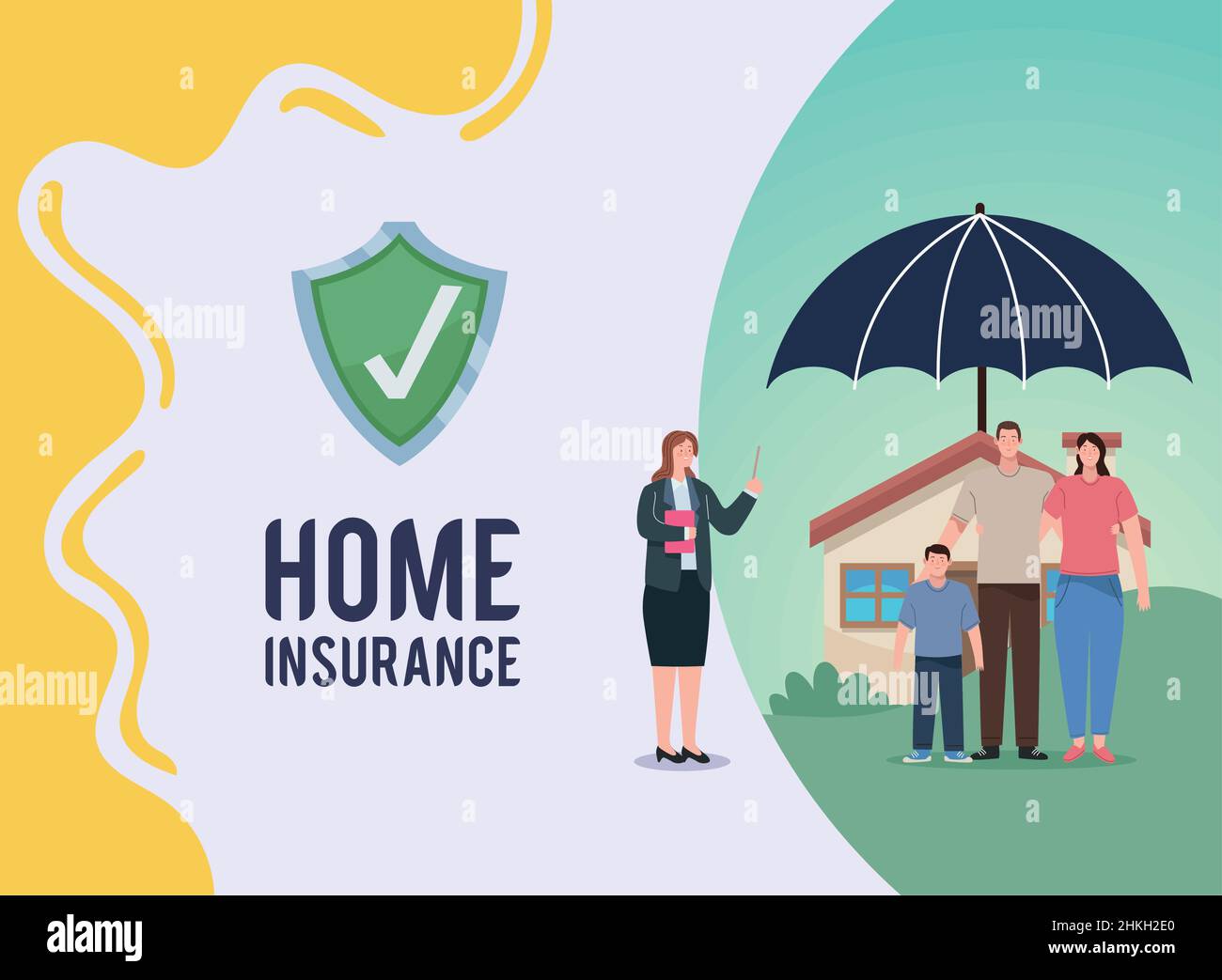 home insurance lettering with family Stock Vector Image & Art - Alamy