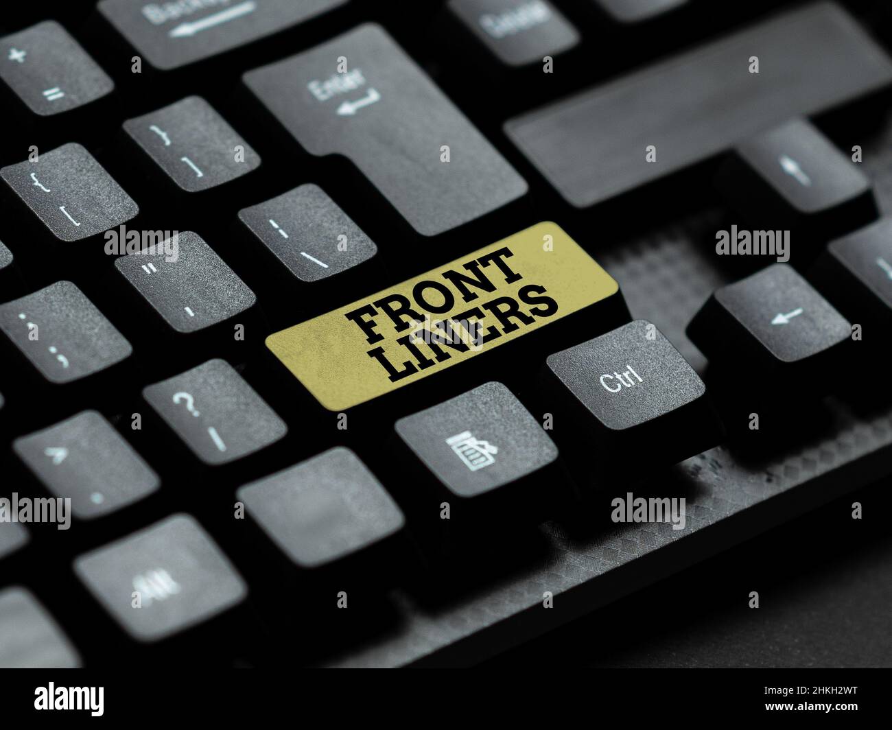 Hand writing sign Frontliners. Business approach most important or ...