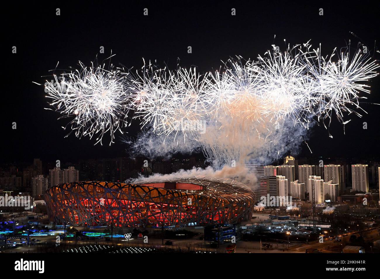 Beijing, China. 4th Feb, 2022. Fireworks illuminate the night sky ...