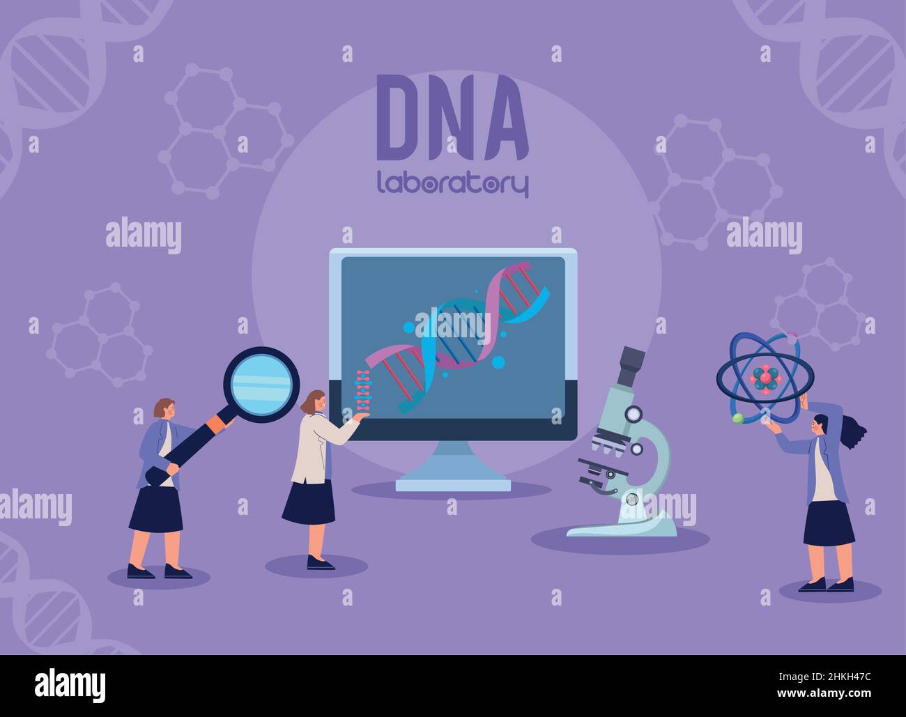 dna laboratory with female scientists Stock Vector Image & Art - Alamy