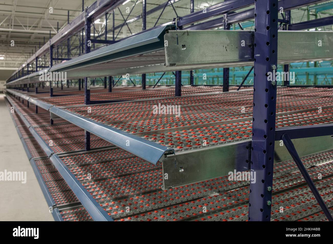 Empty storage racks in warehouse show supply chain crisis Stock Photo ...