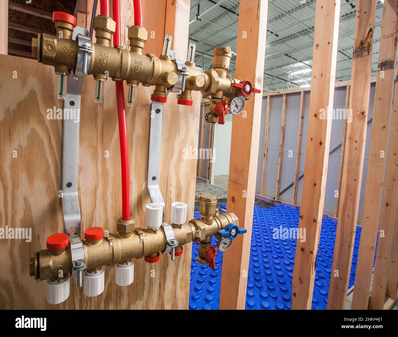 Hydronics manifold installation Stock Photo - Alamy
