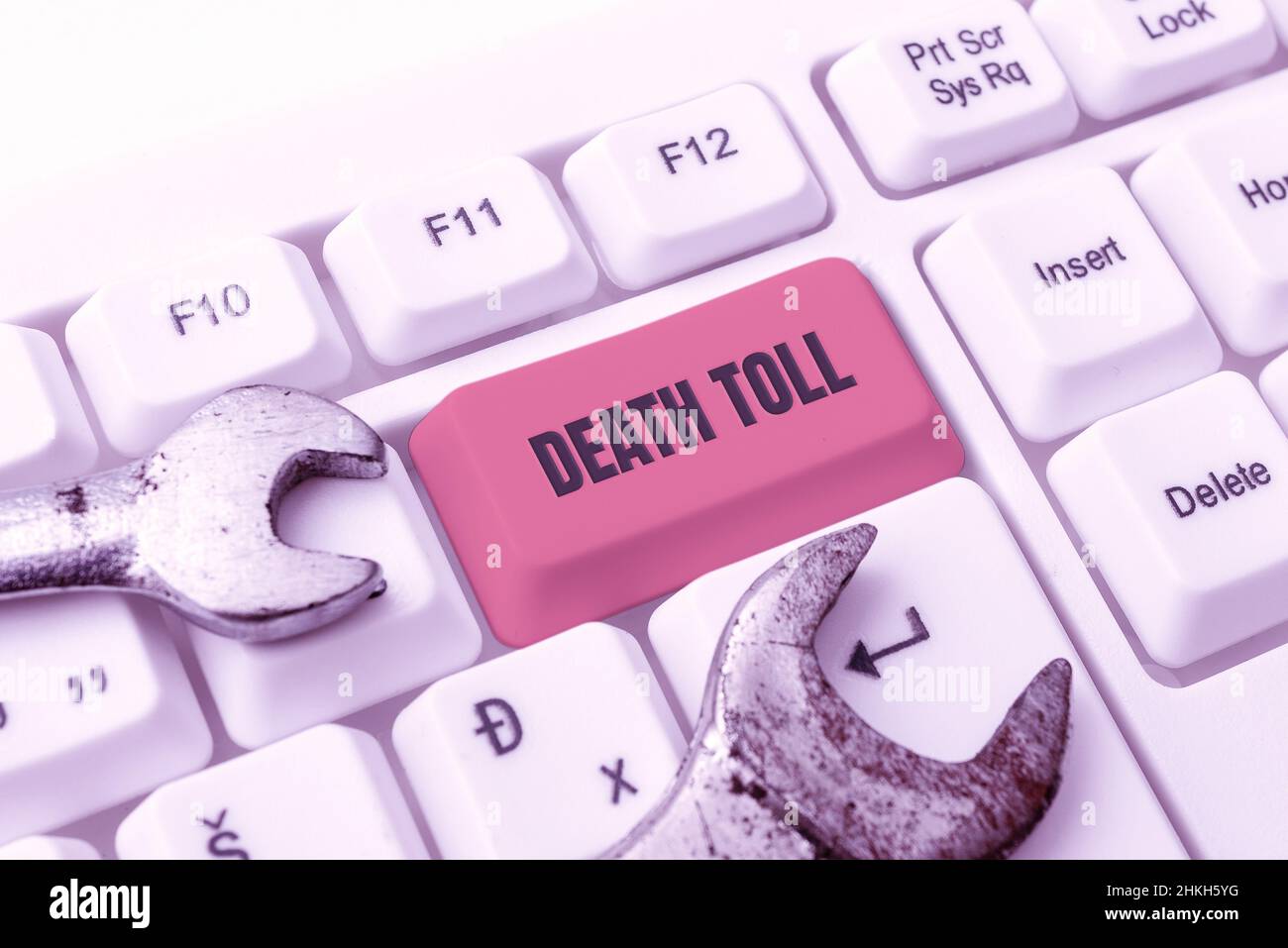 Text caption presenting Death Toll. Internet Concept the number of ...