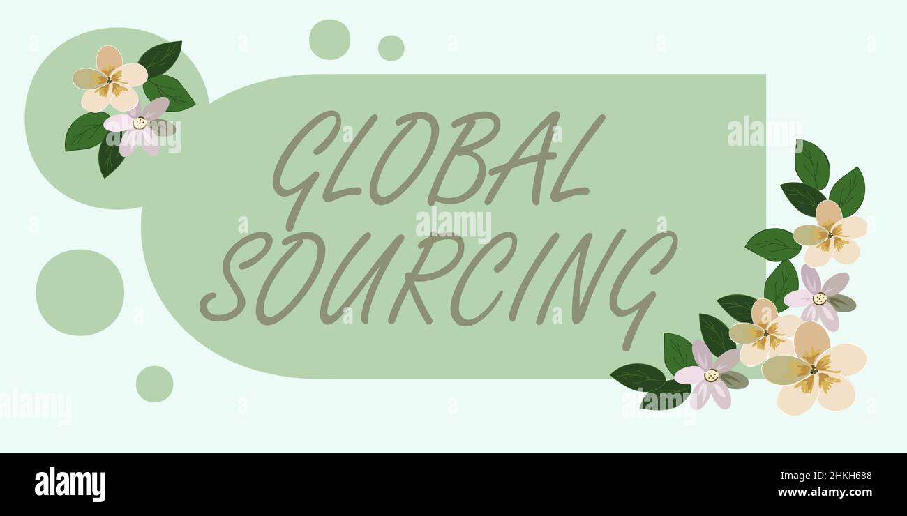 Sign displaying Global Sourcing. Business showcase practice of sourcing ... Sign displaying Global Sourcing. Business showcase practice of sourcing ...