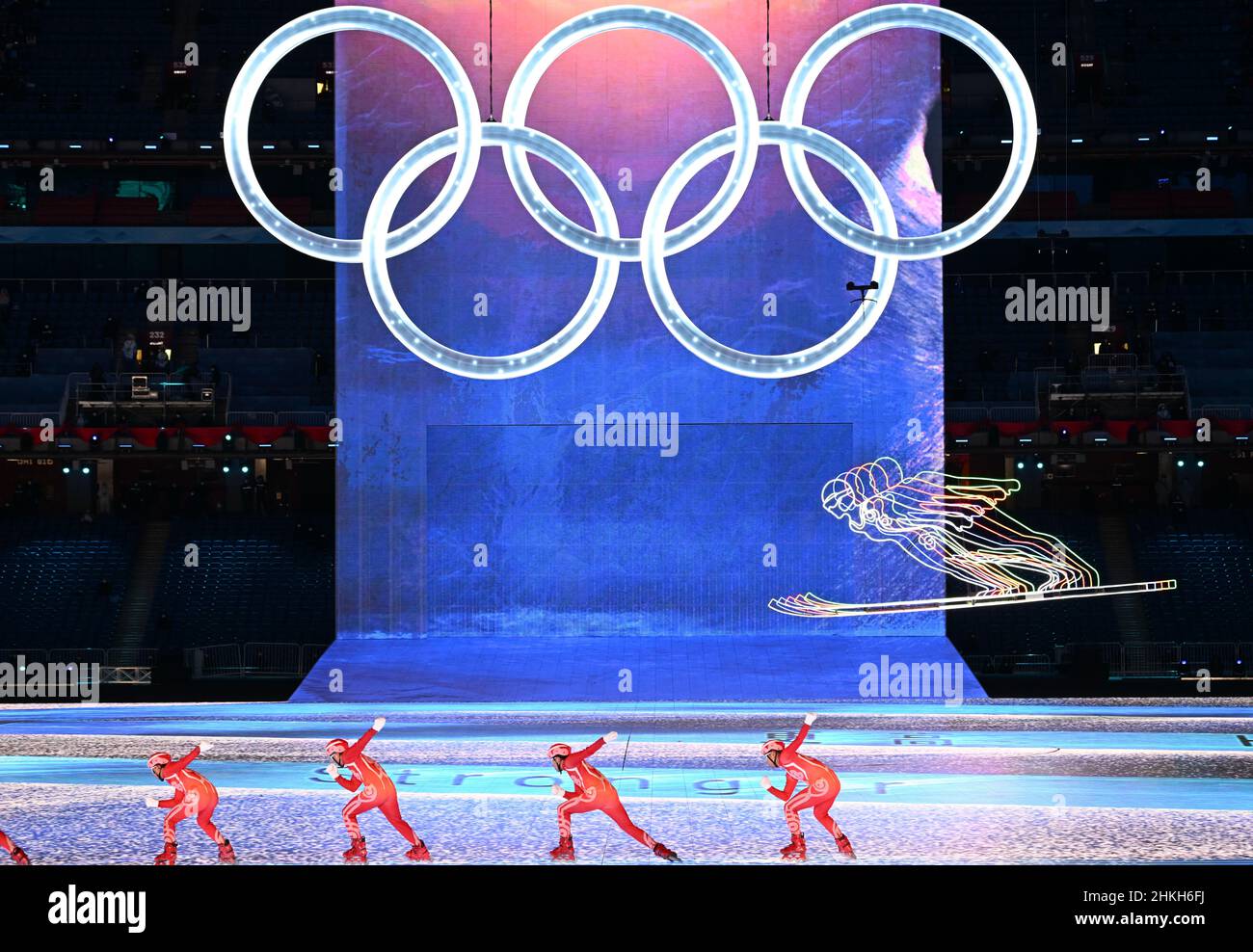 Beijing, China. 4th Feb, 2022. Skaters perform during the opening ...