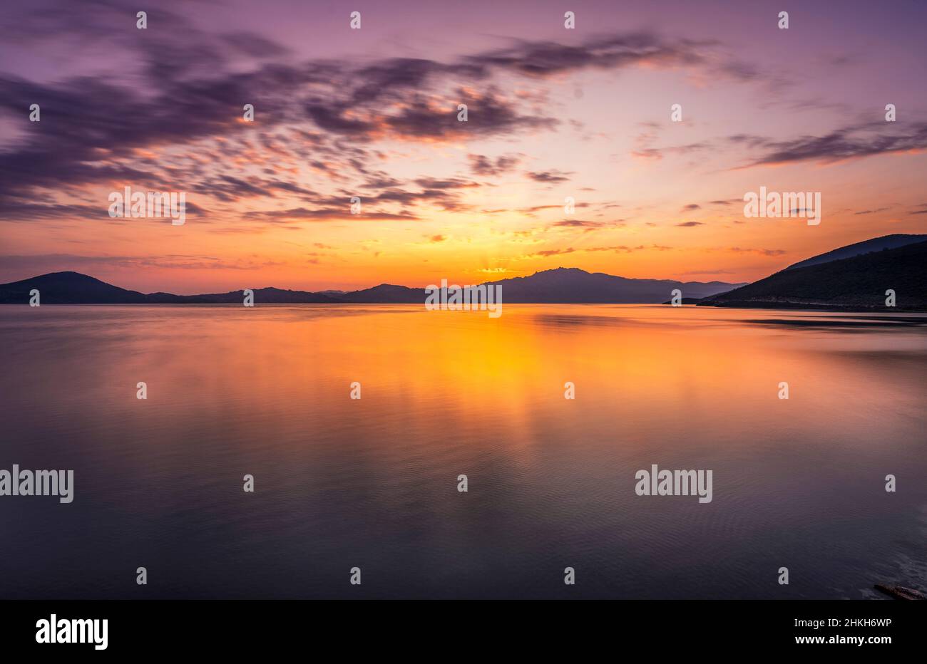 Spectacular sunset view of Lake Bafa in Turkey. Lake Bafa (Turkish ...