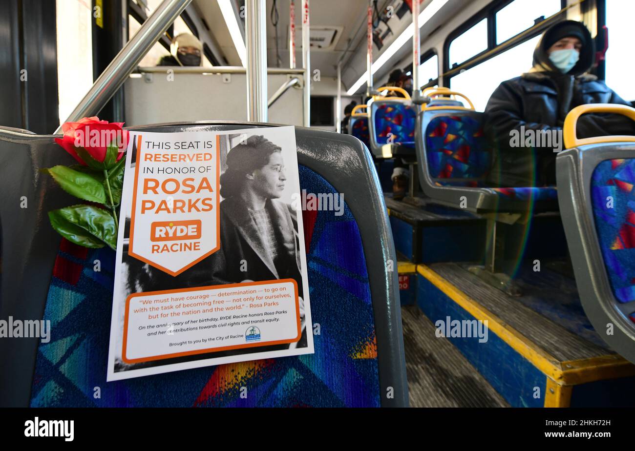Racine, Wisconsin, USA. 4th Feb, 2022. Placards and roses honoring Rosa ...