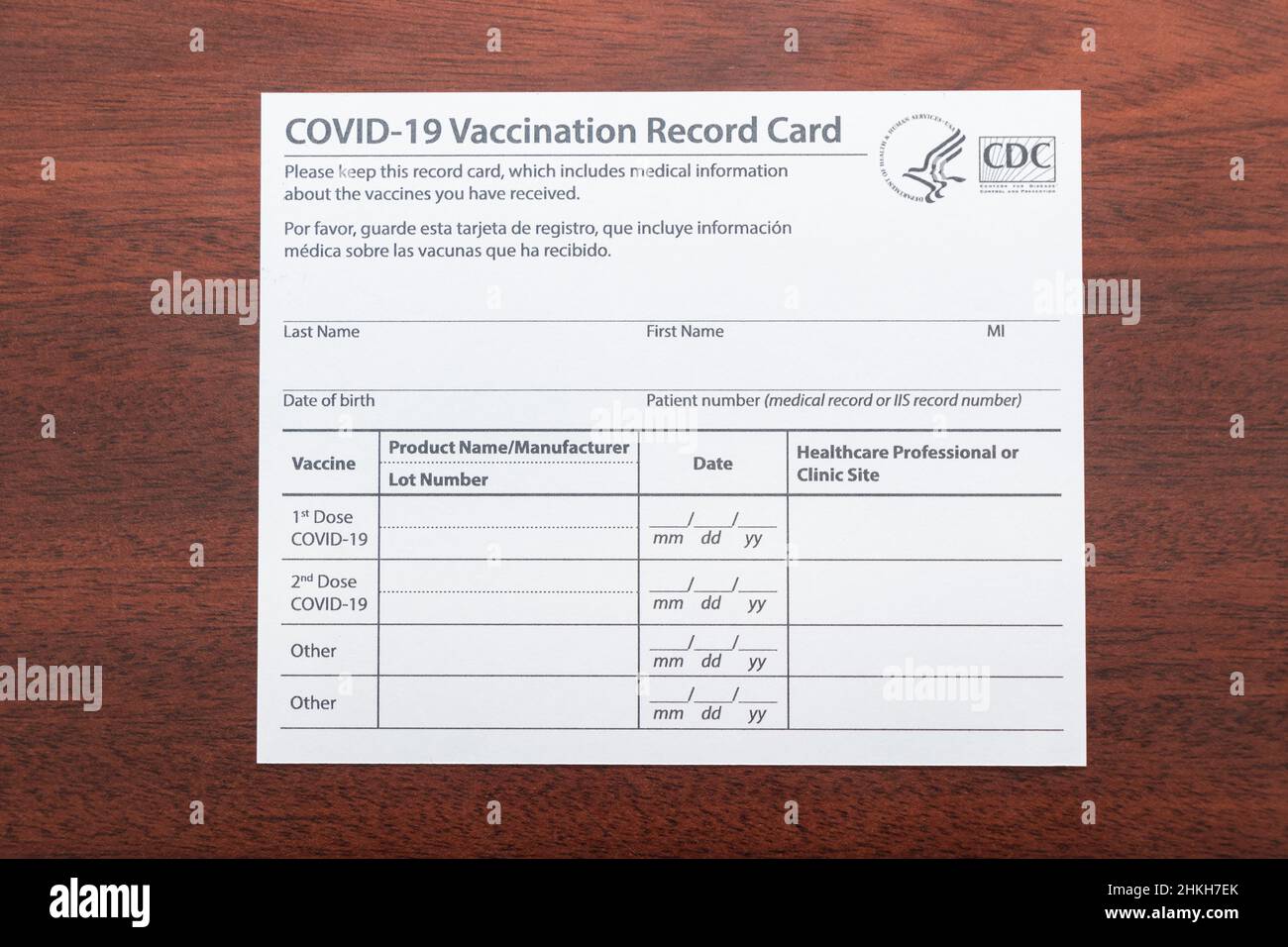 COVID-19 Vaccination record card by CDC, Vaccination form during the ...