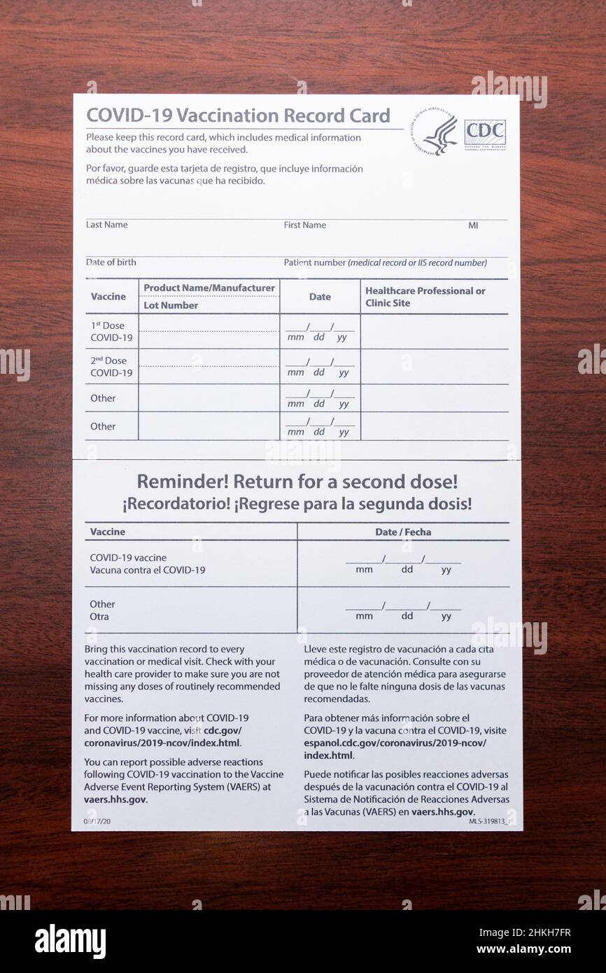 COVID-19 Vaccination record card by CDC, Vaccination form during the ...