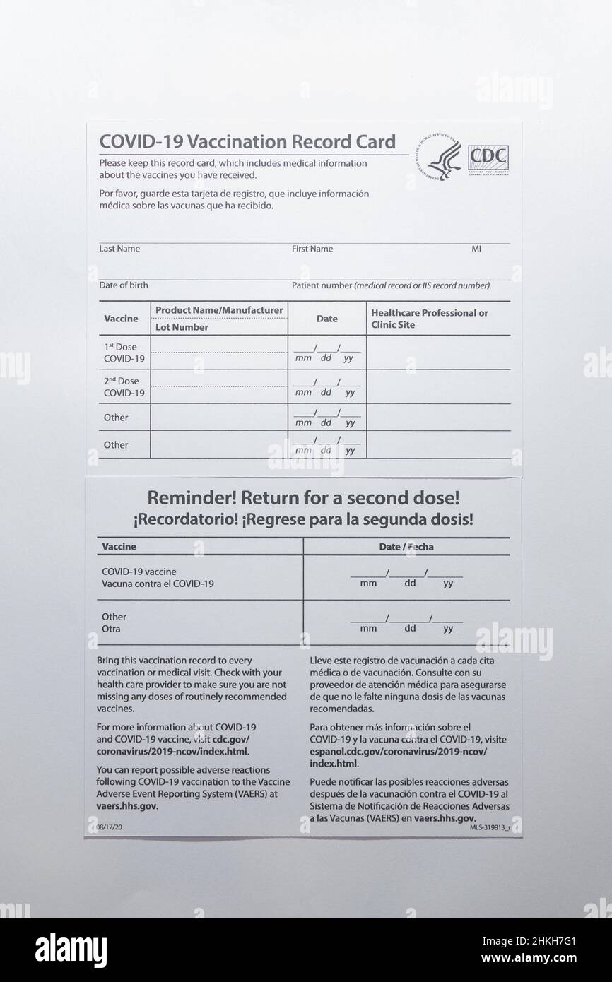 COVID-19 Vaccination record card by CDC, Vaccination form during the ...
