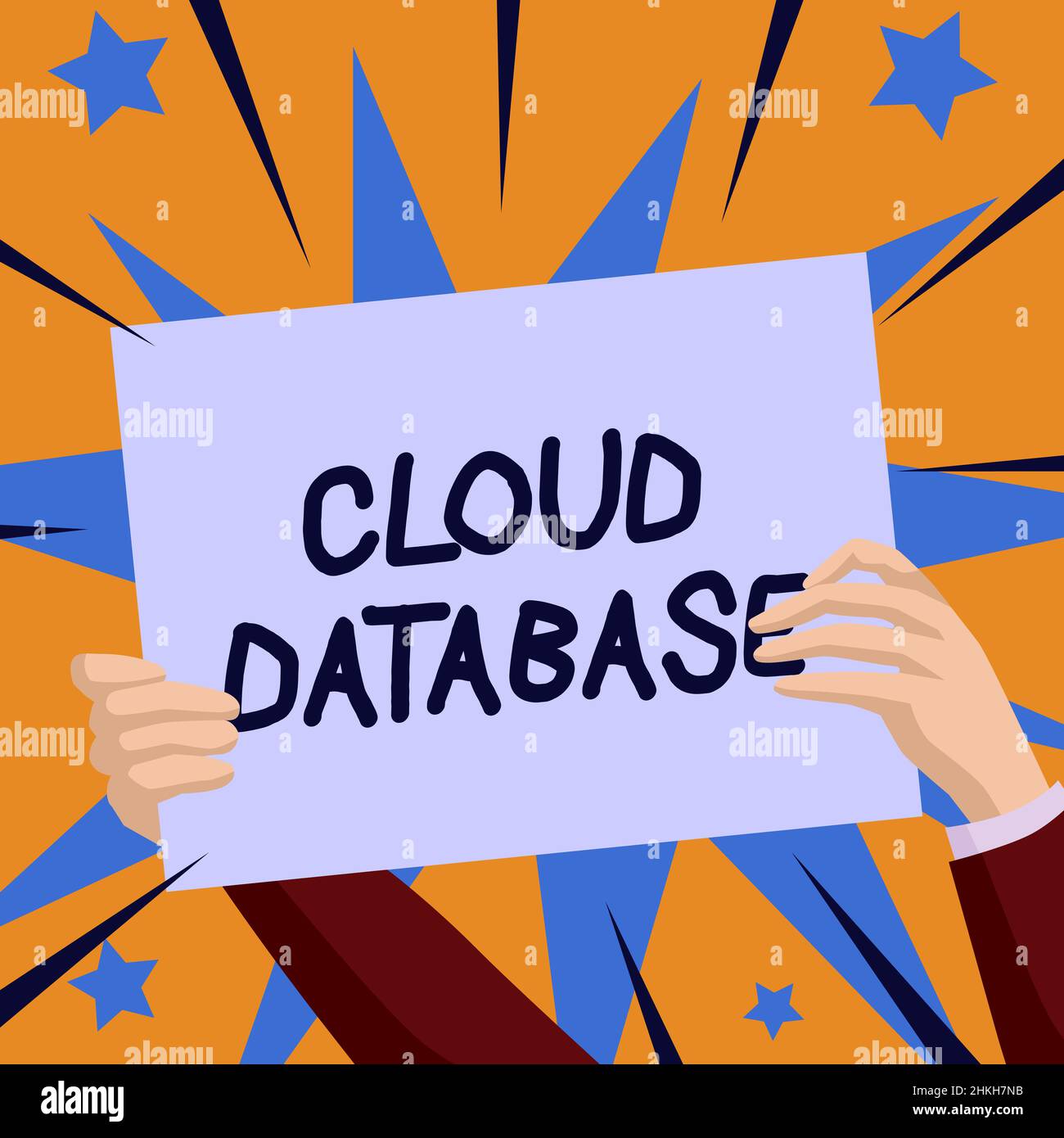 Text caption presenting Cloud Database. Concept meaning optimized or built for a virtualized ...