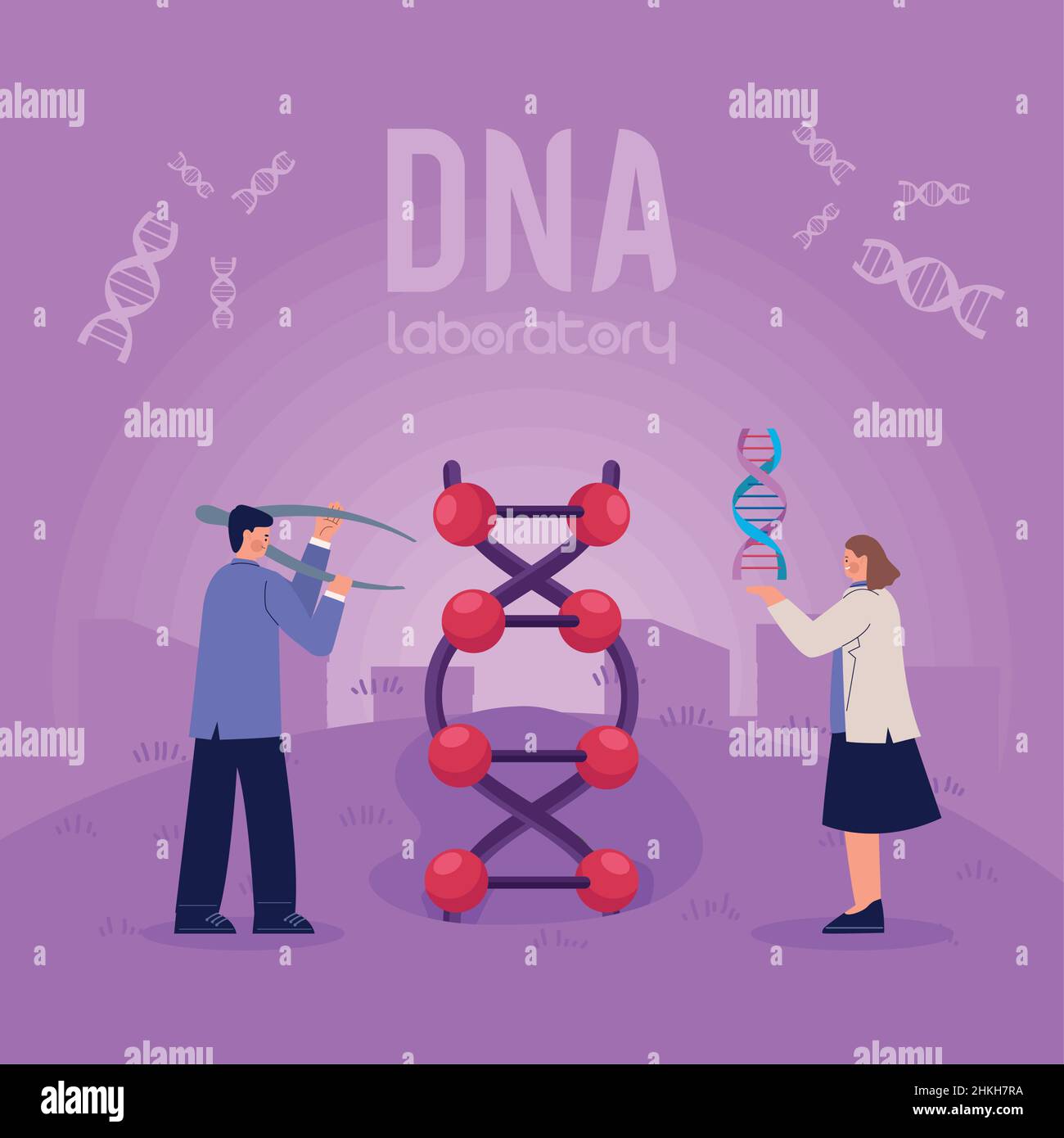 dna laboratory with scientists workers Stock Vector Image & Art - Alamy