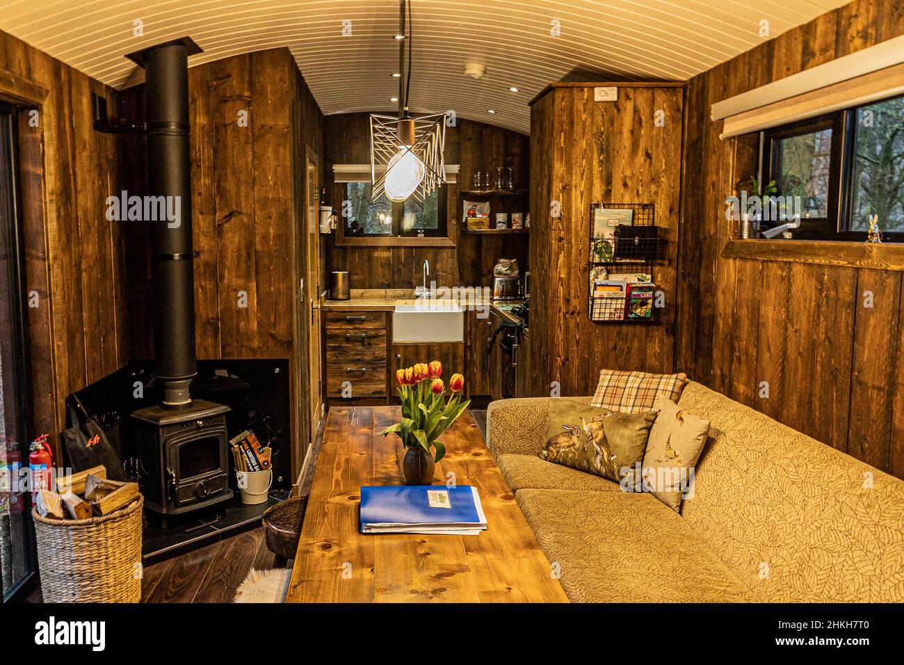 Interior of a shepherd's hut South Devon, England Stock Photo - Alamy
