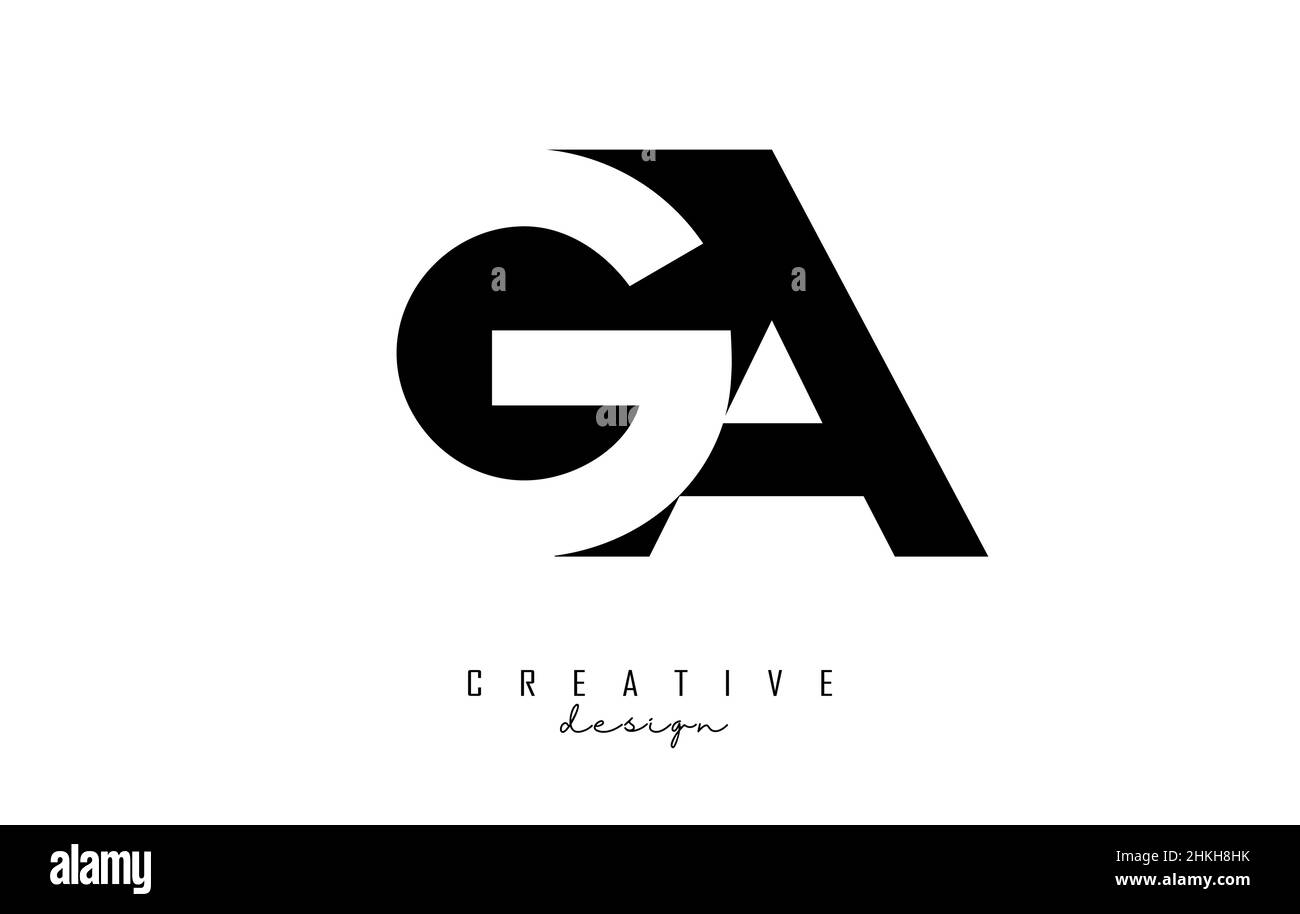 GA letters Logo with negative space design. Letter with geometric ...