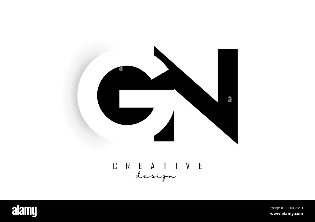 GN letters Logo with negative space design. Letter with geometric ...