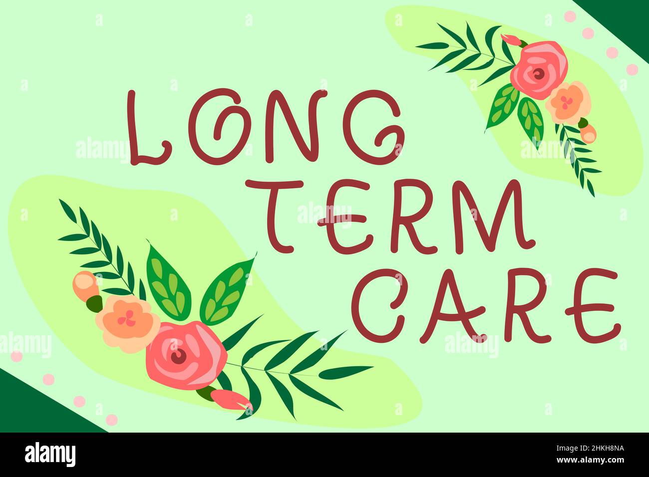 Text caption presenting Long Term Care. Internet Concept Adult medical ...