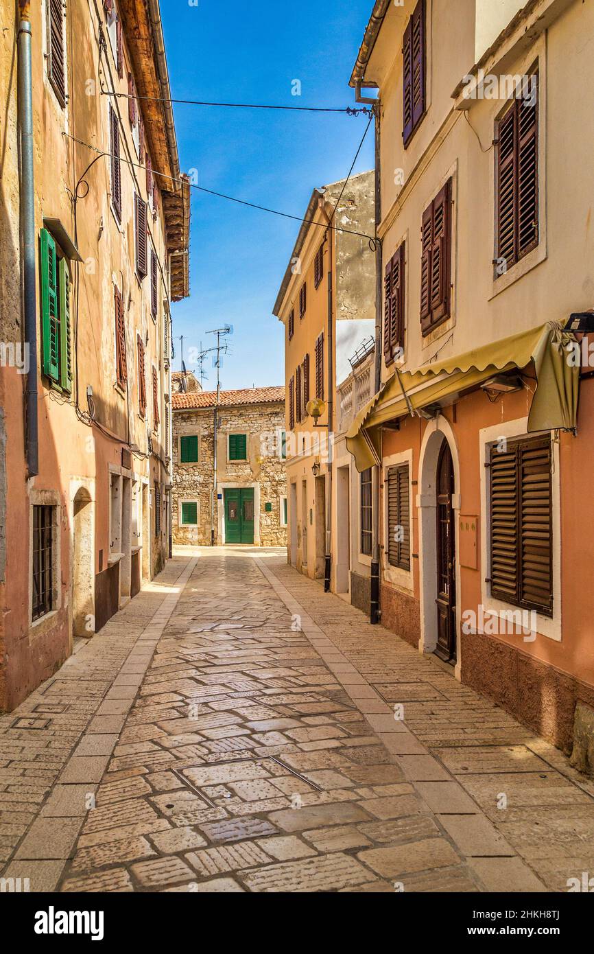 Architecture of buildings on the streets of Porec, Croatia, Europe ...