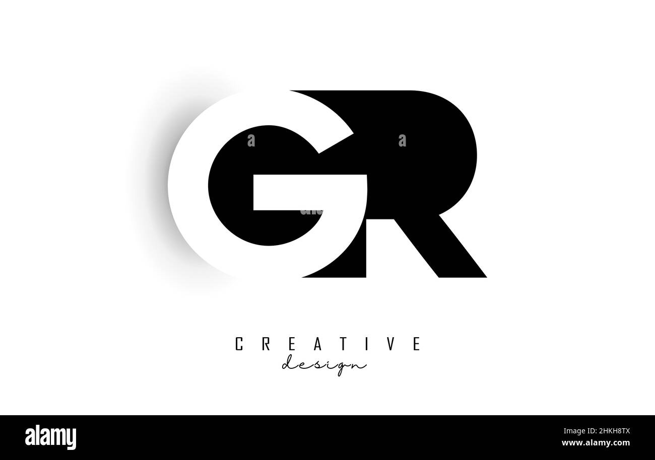 GR letters Logo with negative space design. Letter with geometric ...