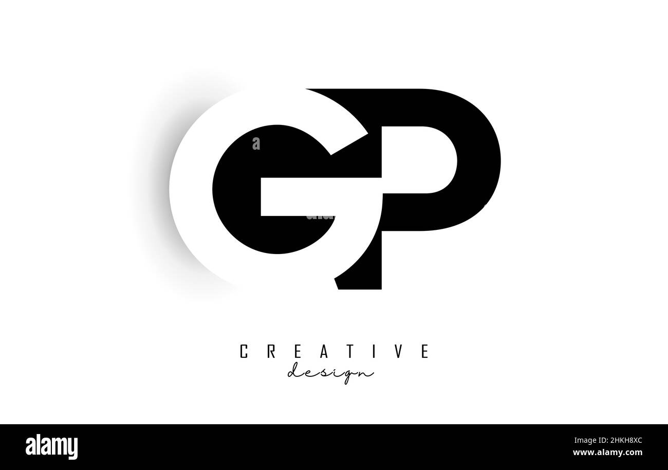GP letters Logo with negative space design. Letter with geometric ...