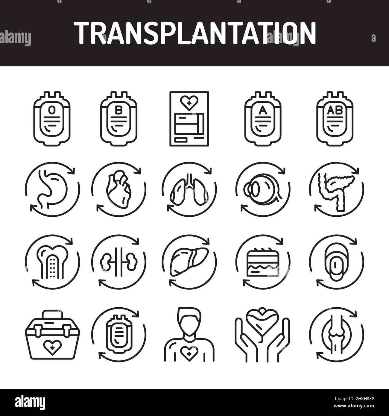 Transplantion line icons set. Isolated vector element Stock Vector ...