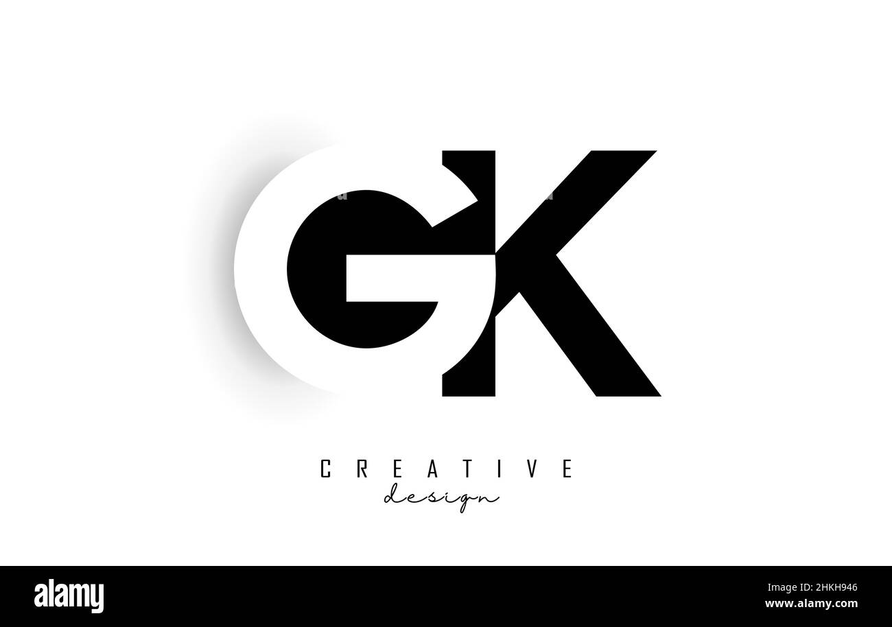 GK letters Logo with negative space design. Letter with geometric ...