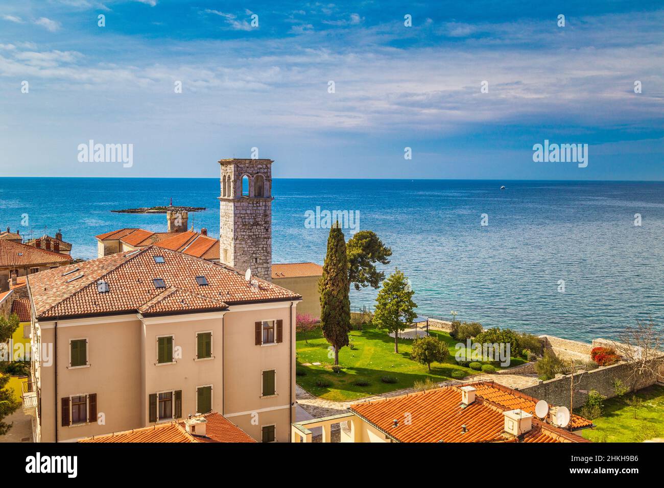 Top view of the Porec town and sea, Croatia, Europe Stock Photo - Alamy