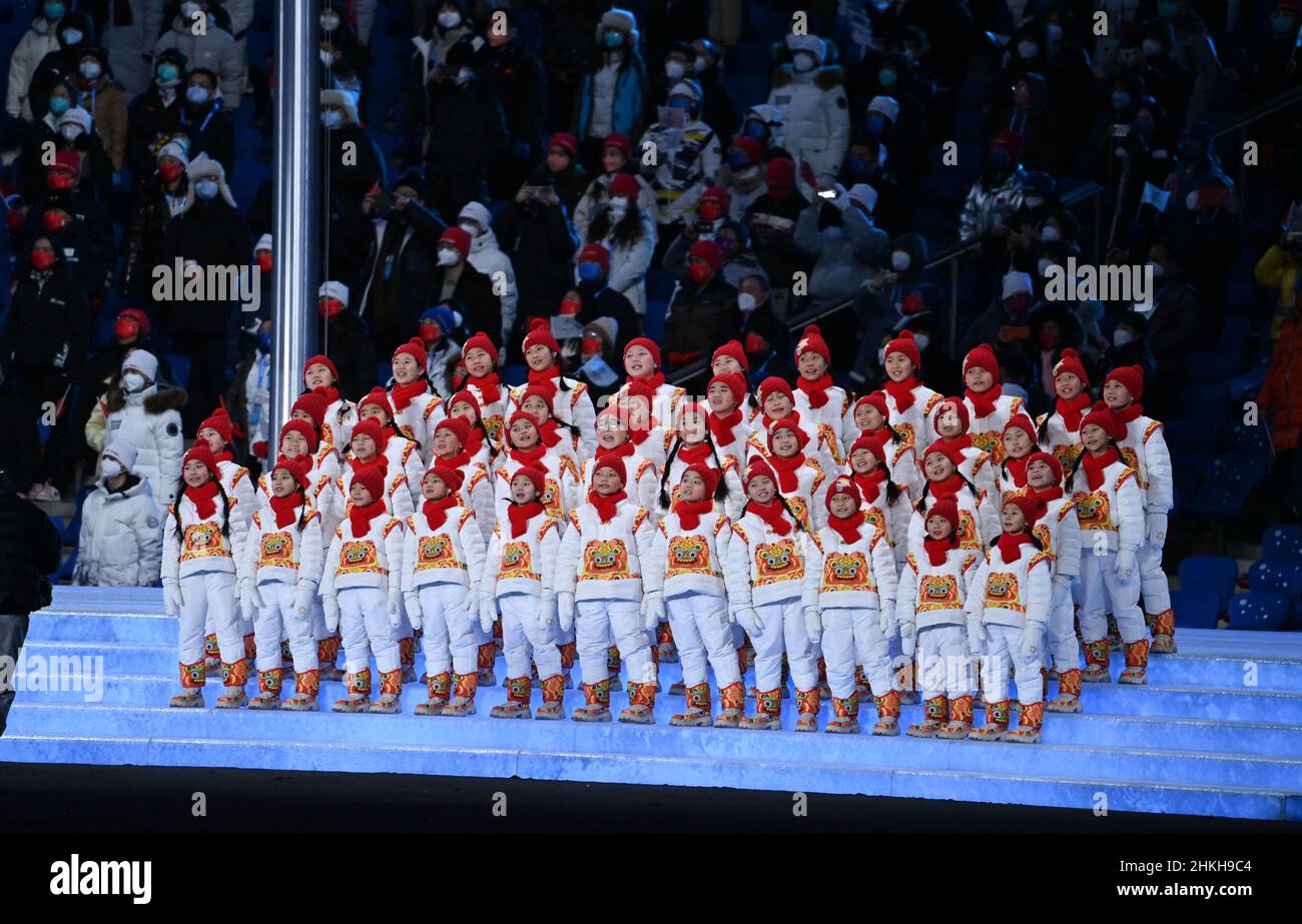 Beijing, China. 4th Feb, 2022. Children perform during the opening ...