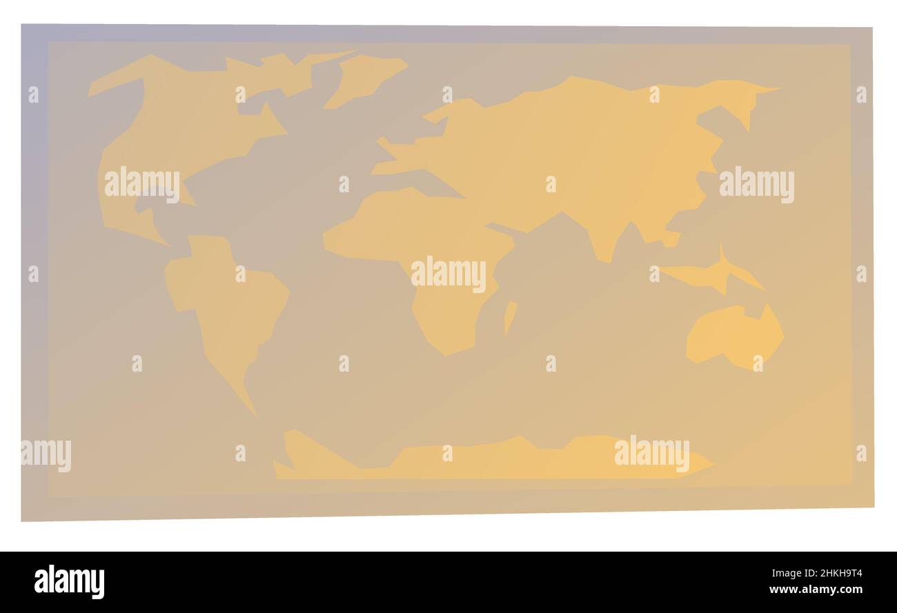Simple map of world on paper. Cartoon style. Object isolated on white ...